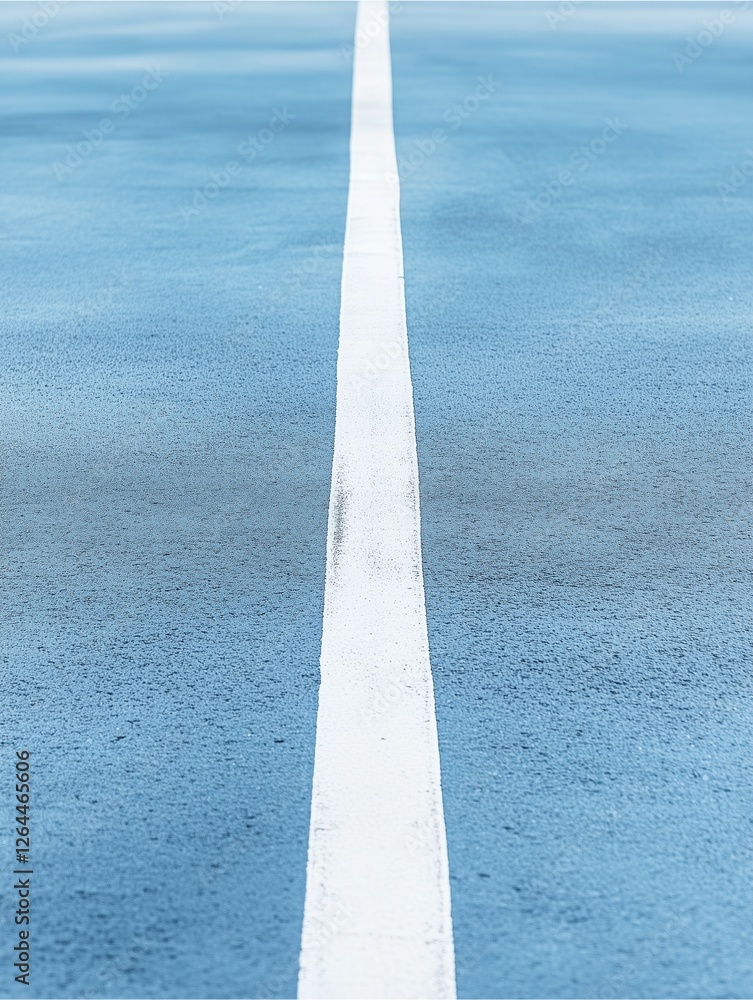 Blue Asphalt Line: A crisp, vertical image showcasing a stark white ...