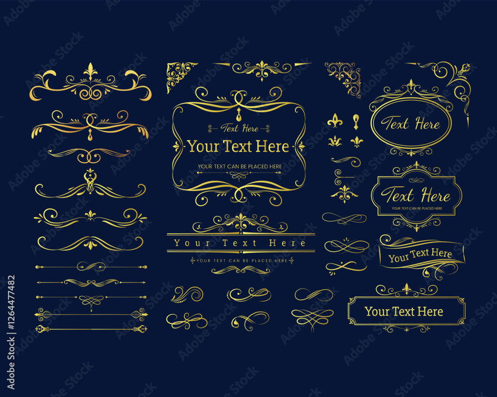 Classic ornament frame, border set. Vintage Greeting Card Template ...