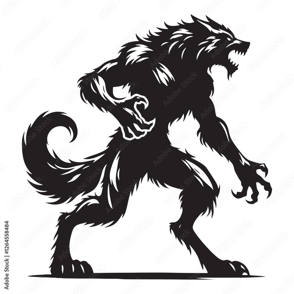 Dynamic Werewolf silhouette created for gothic and horror-themed ...