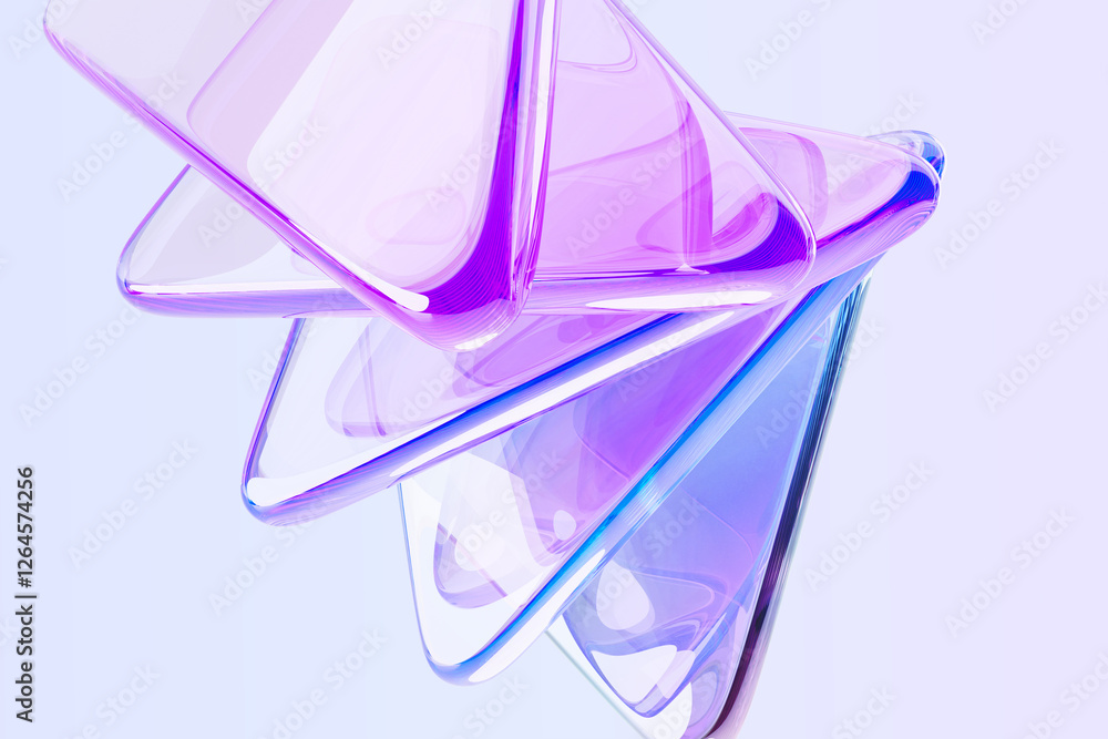 Abstract 3d background with crystal glass transparent triangle plate ...