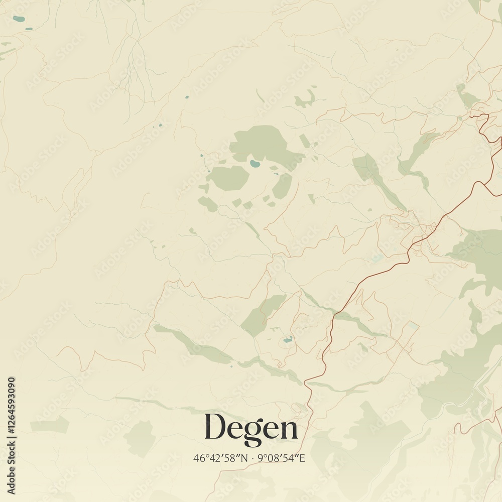 Vintage map of Degen, Switzerland. Stock Illustration | Adobe Stock