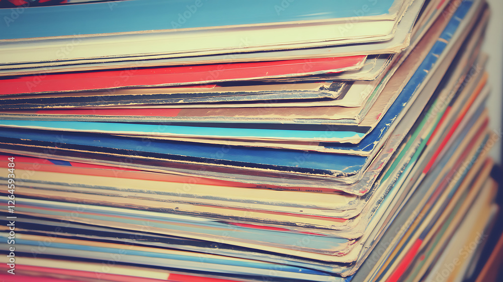 Stack of Vintage Paper Record Sleeves Nostalgic Textures and Colors ...