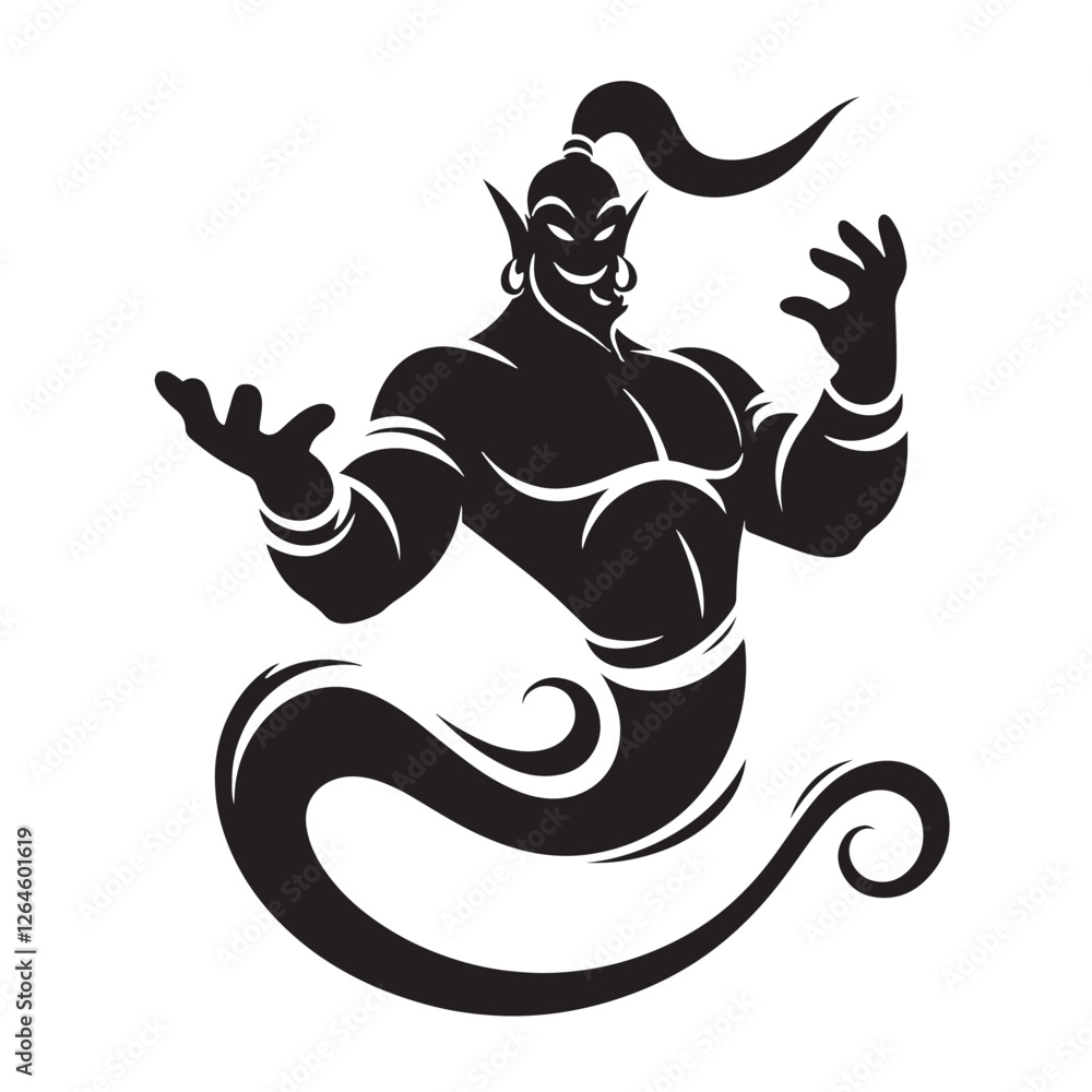 Shadowy Djinn silhouette designed for eerie and mystical aesthetics ...