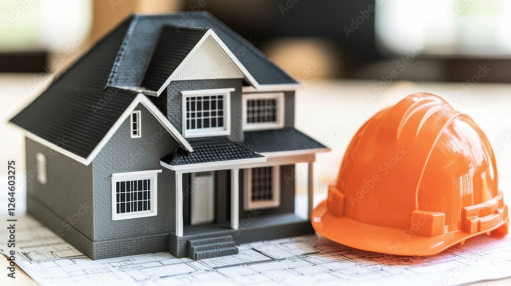 Construction project model demonstrating home design office environment ...