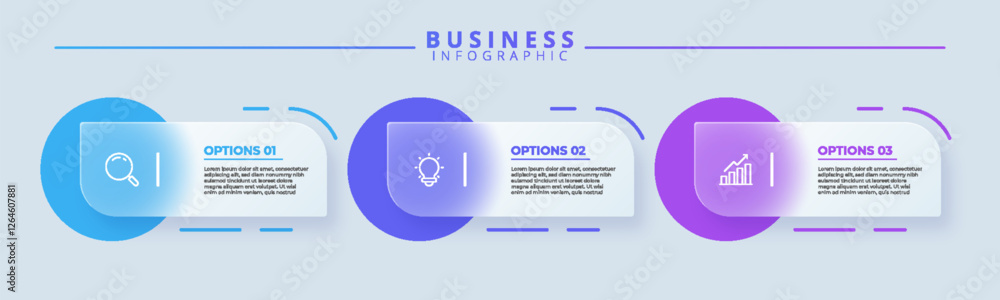 Design template for vector infographic labels with icons and 3 options ...