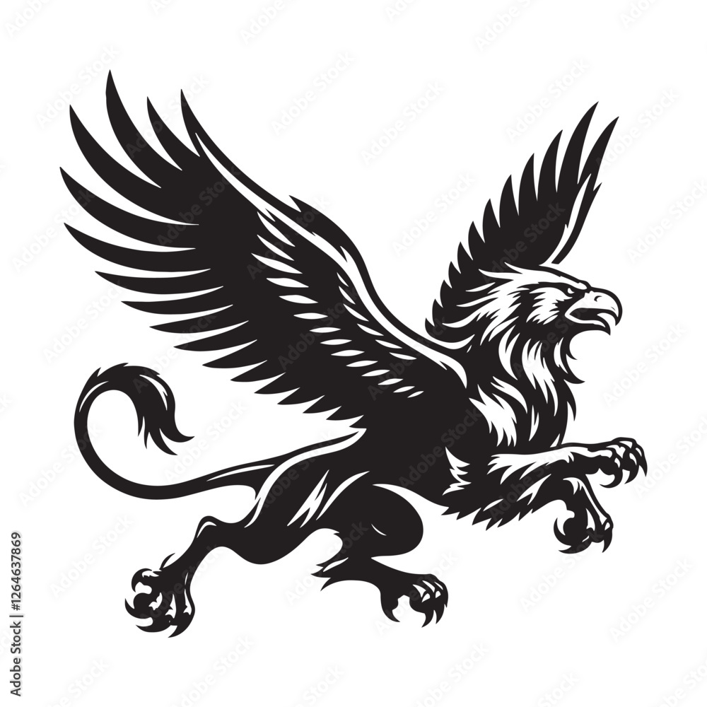 Griffin silhouette depicting its ancient role as a guardian creature ...