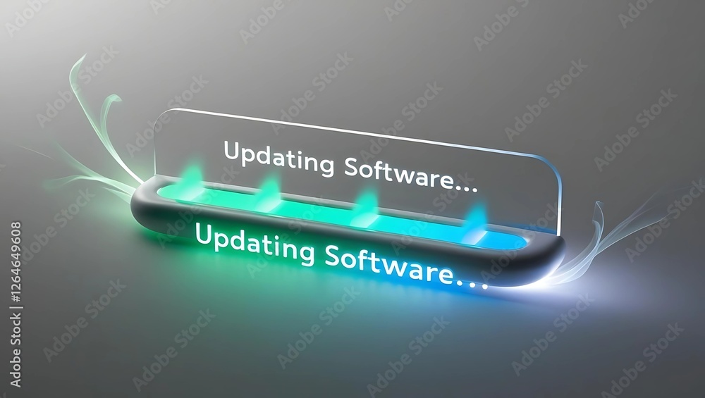 Progress bar labeled "Updating Software..." with dynamic green and blue ...