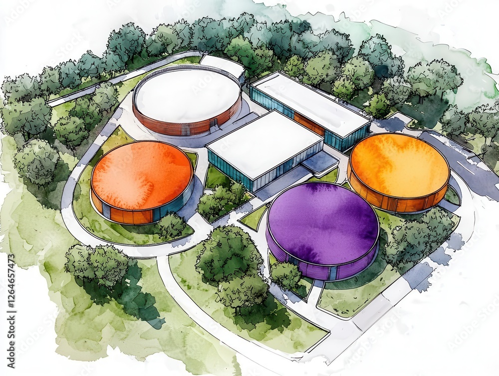 education technology e-learning tools innovation. A detailed watercolor ...