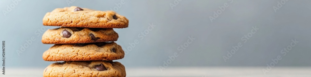 Rustic Homemade Chocolate Chip Cookies Stack Artisan Bakery Display ...