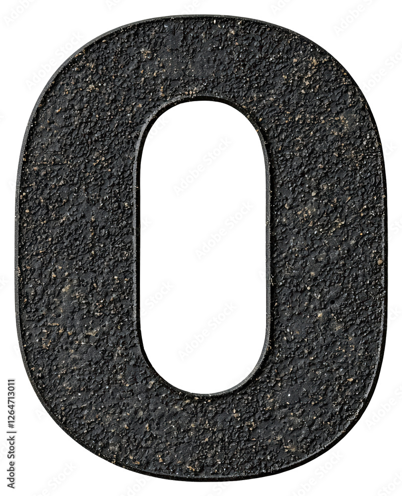 Gritty Black Number Zero with Rough Texture on Transparent Backdrop for ...