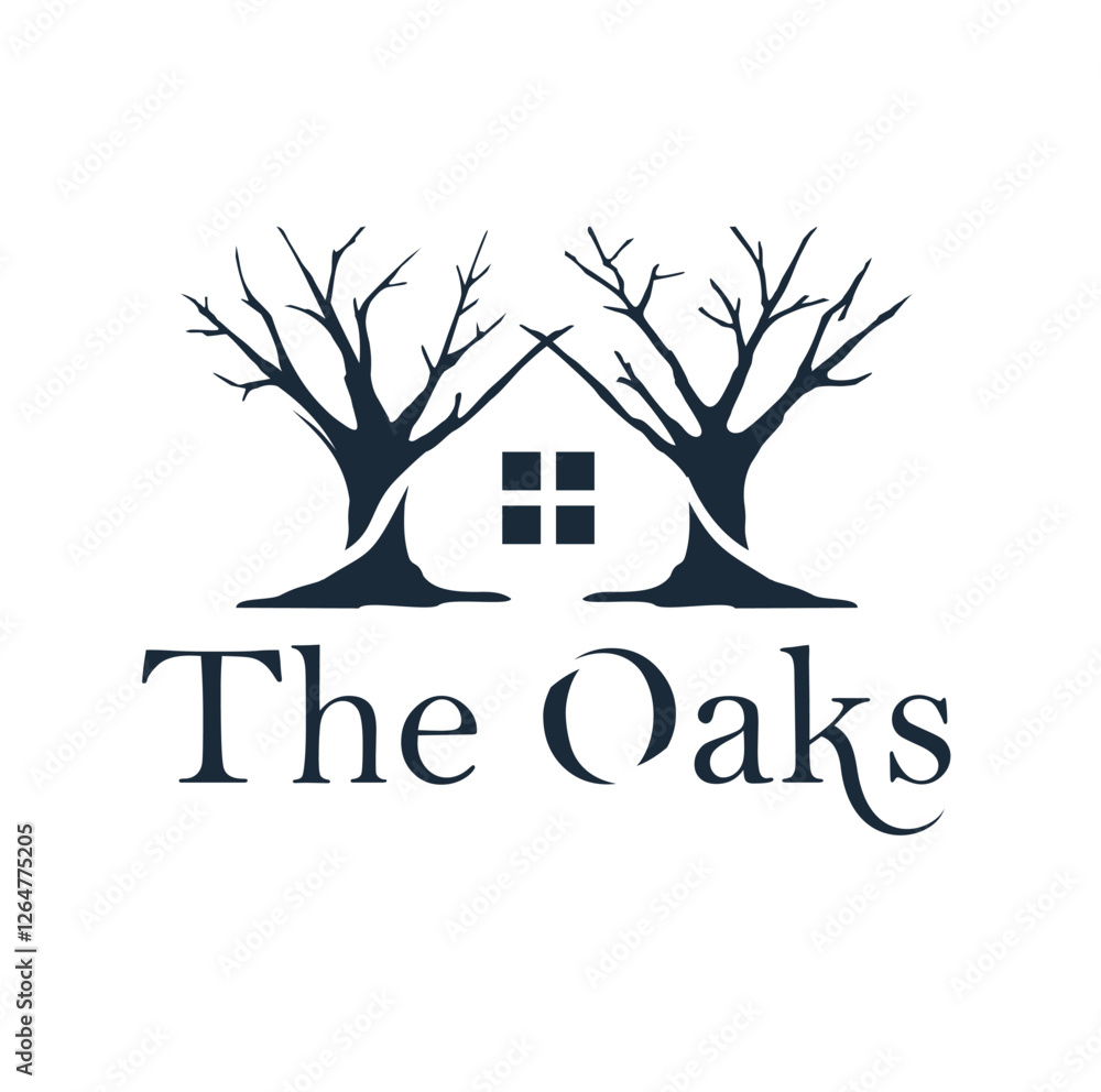 oak tree Vector logo. Design template of two trees incorporate with a ...