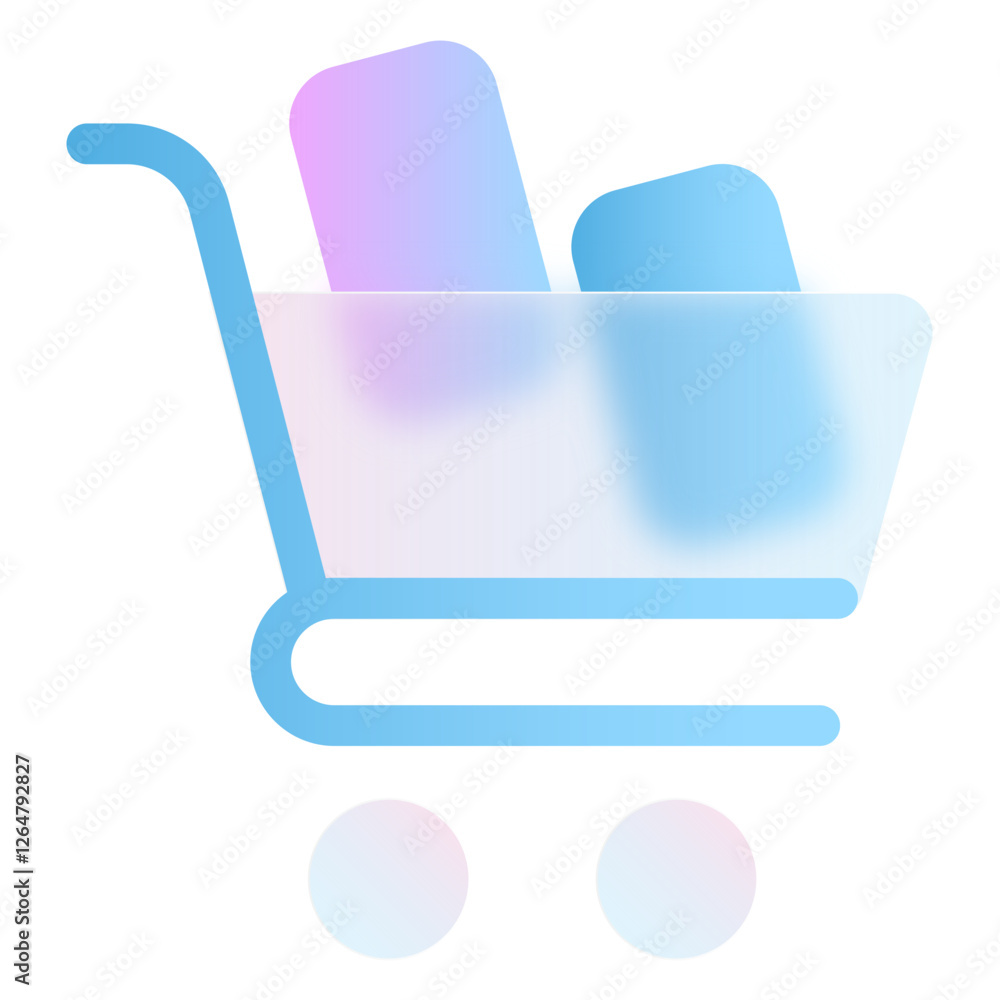 3D Box Ecommerce Shopping Cart Trolley Digital Glassmorphism UI Icon ...