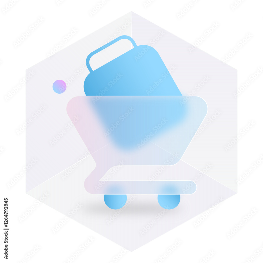 3D Box Ecommerce Shopping Cart Trolley Digital Glassmorphism UI Icon ...