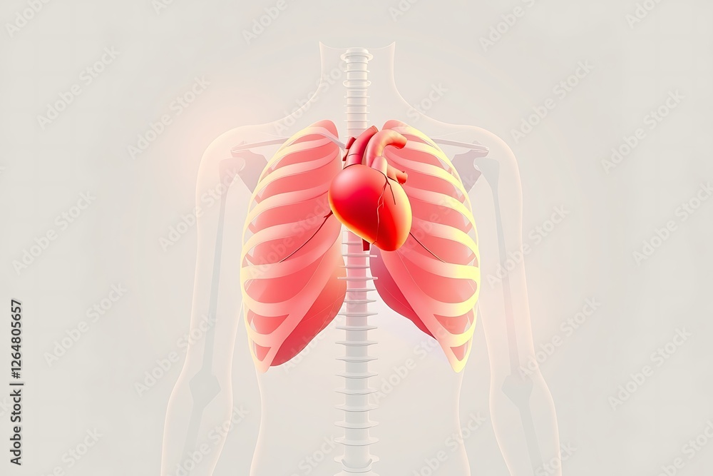 Human Heart Within Chest Anatomy Visualizing Circulatory System and ...