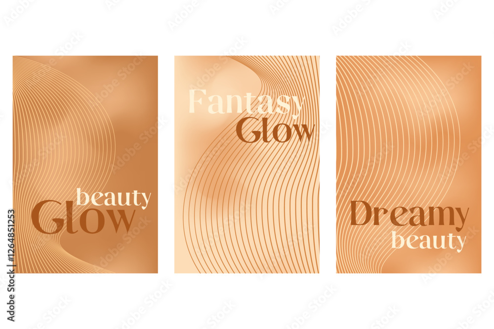 Abstract chocolate brown poster set, smooth blur gradient background ...