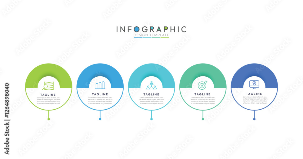 Vector de Stock 5 Steps Circle Process Infographic each step is ...