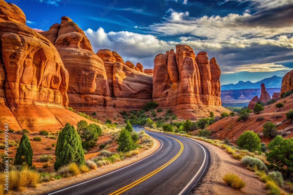 Macro View: Road Through Arches National Park Sandstone Textures Stock ...