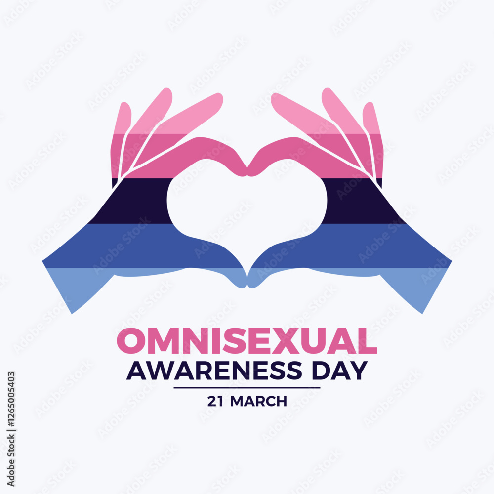 Omnisexual Awareness Day poster vector illustration. Hand heart love ...
