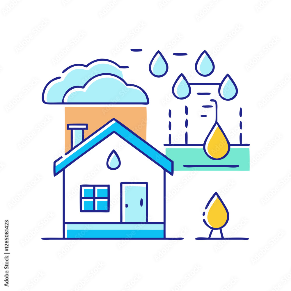 rainwater harvesting icon, rainwater harvesting vector illustration ...