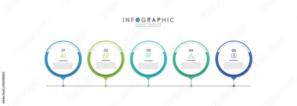 5 Step Timeline Infographic Template with Circular Icons, The core ...