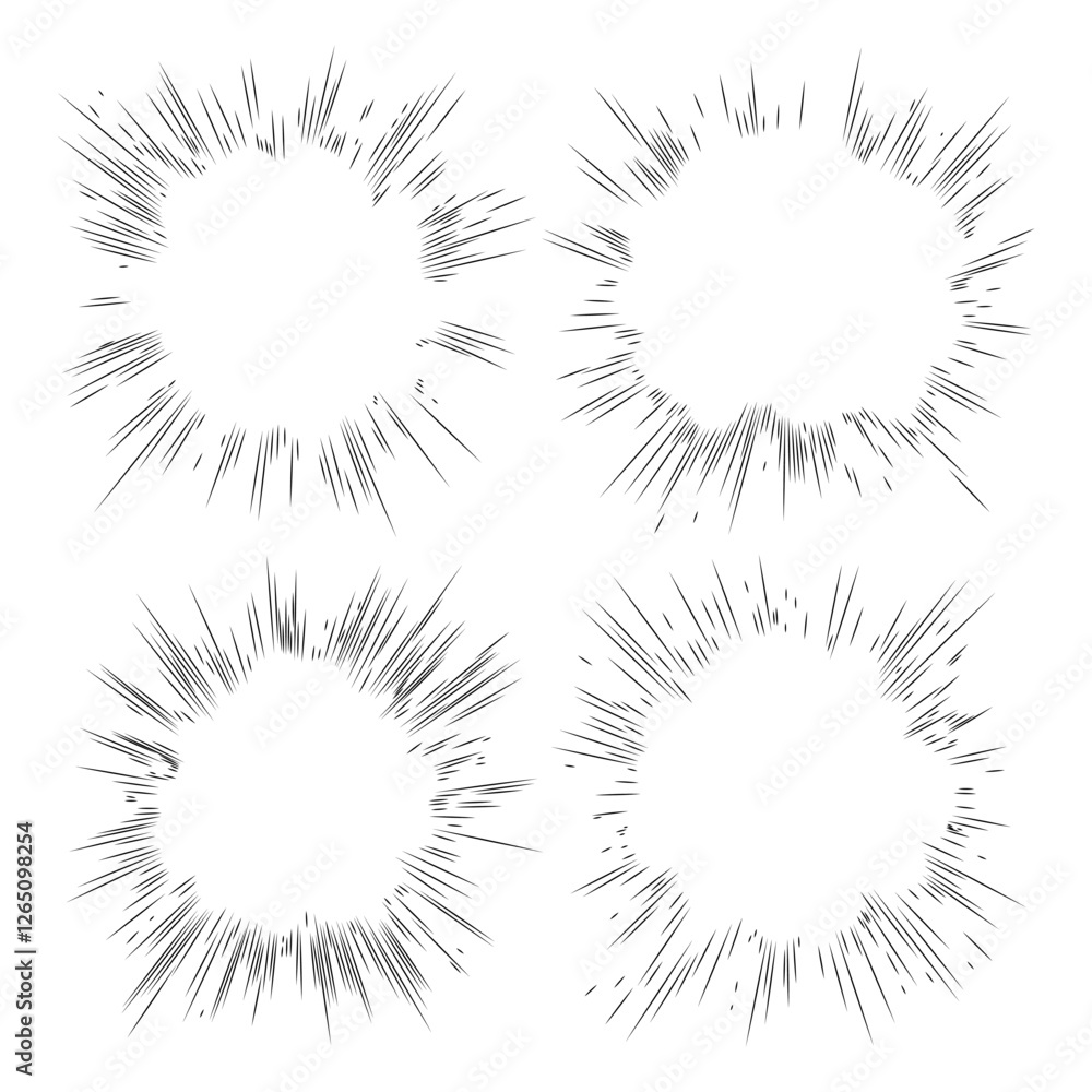 Speed lines manga effect. Comic line element. Radial focus for comic ...