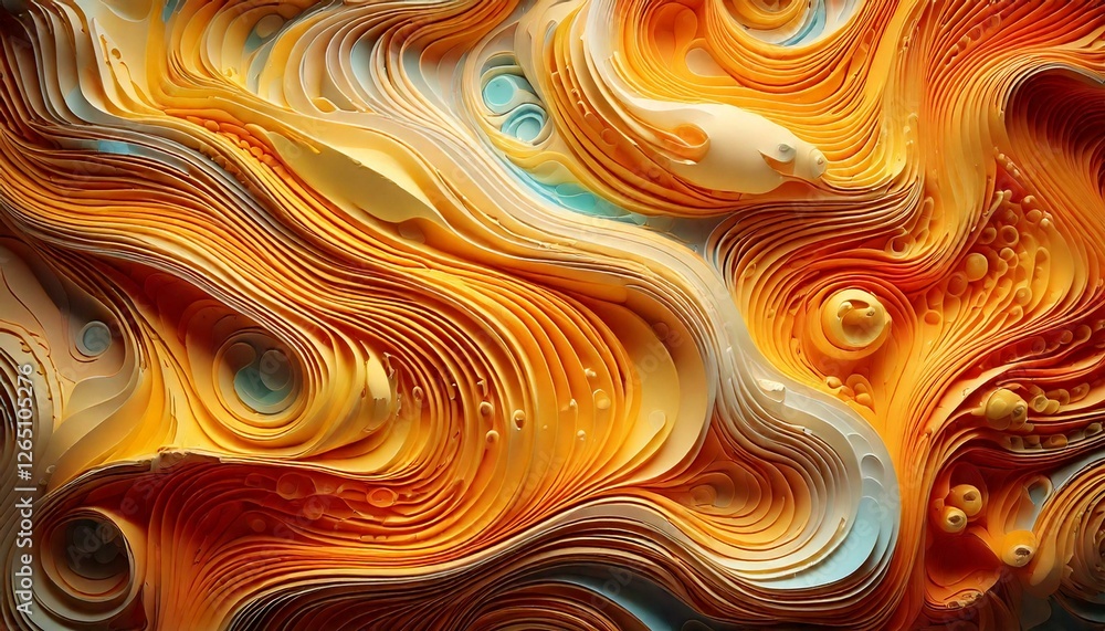 melting shapes with a 3D, liquid-like texture. Soft light and an ...