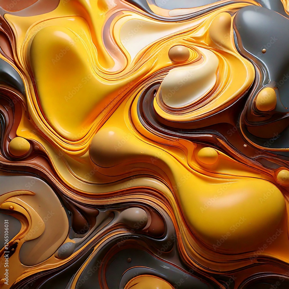 melting shapes with a 3D, liquid-like texture. Soft light and an ...