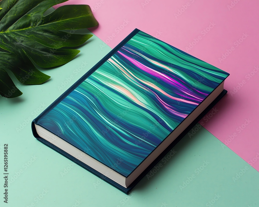 A book cover mockup on a dopamine background with calming shades of ...