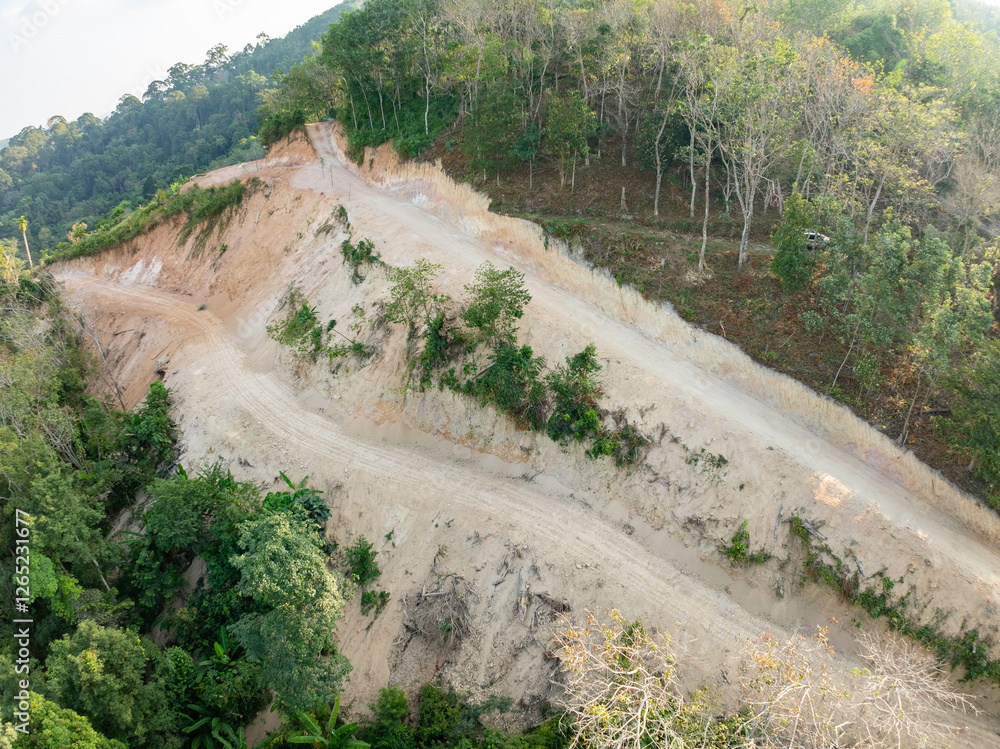 Deforestation aerial photo,Forest destroyed environmental damage from ...