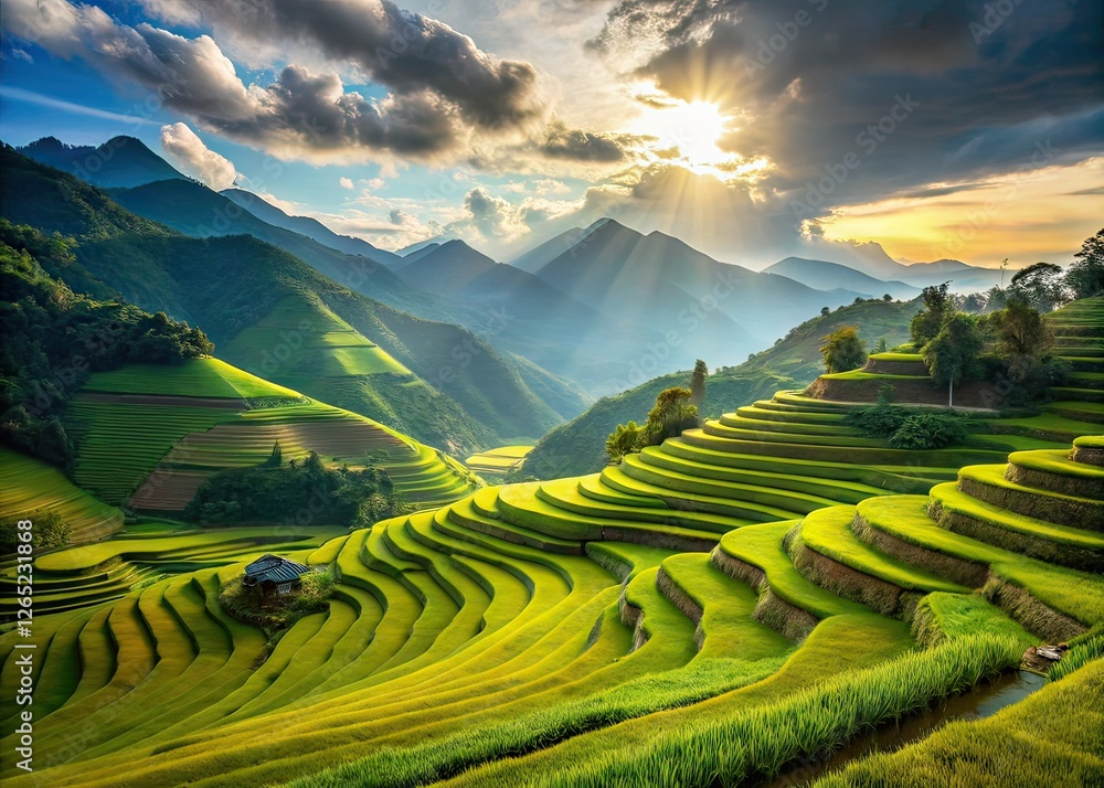 Stunning Sapa Rice Terraces, Vietnam - AI Landscape Photography Stock ...