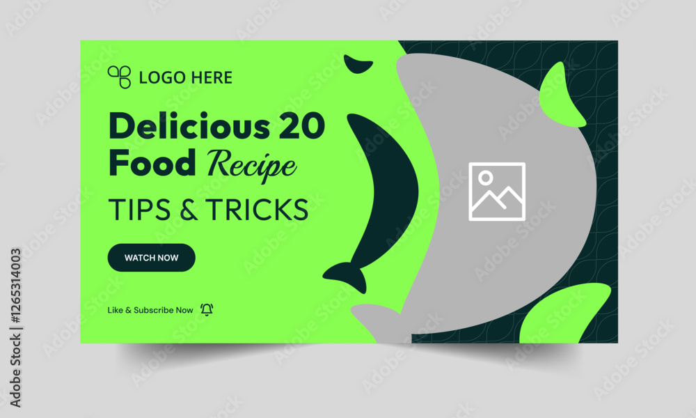 Customizable vector food recipe video cover banner design, daily ...
