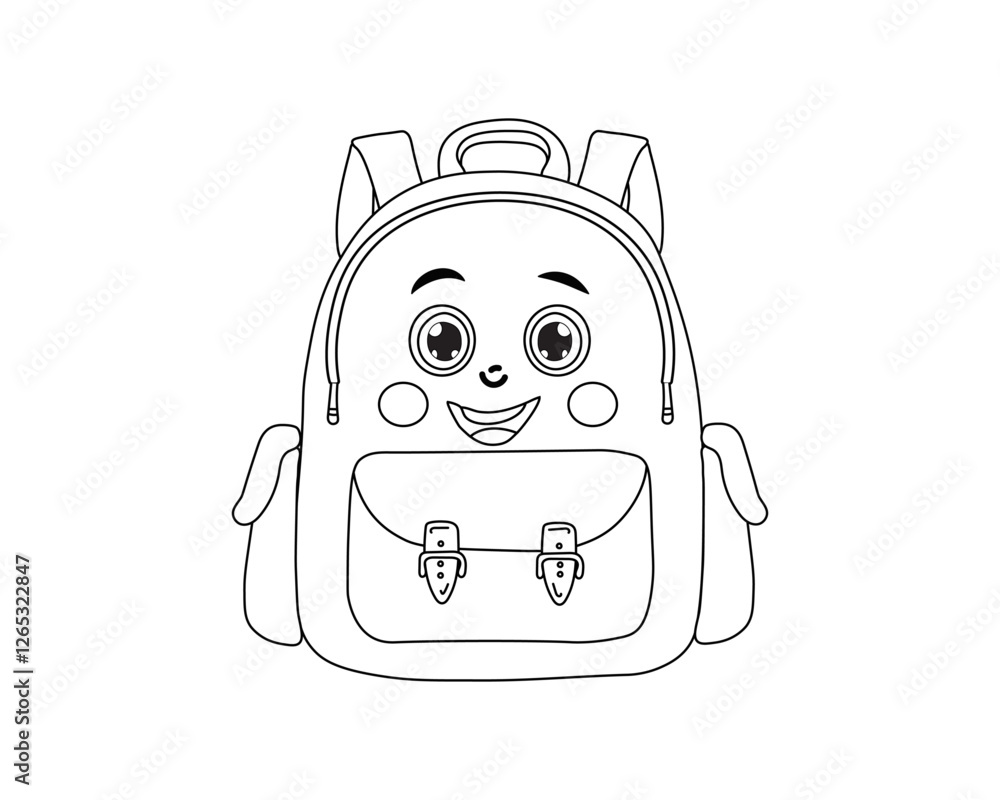 Stock-Vektorgrafik „Simple School Backpack Outline Vector – Easy Kids ...