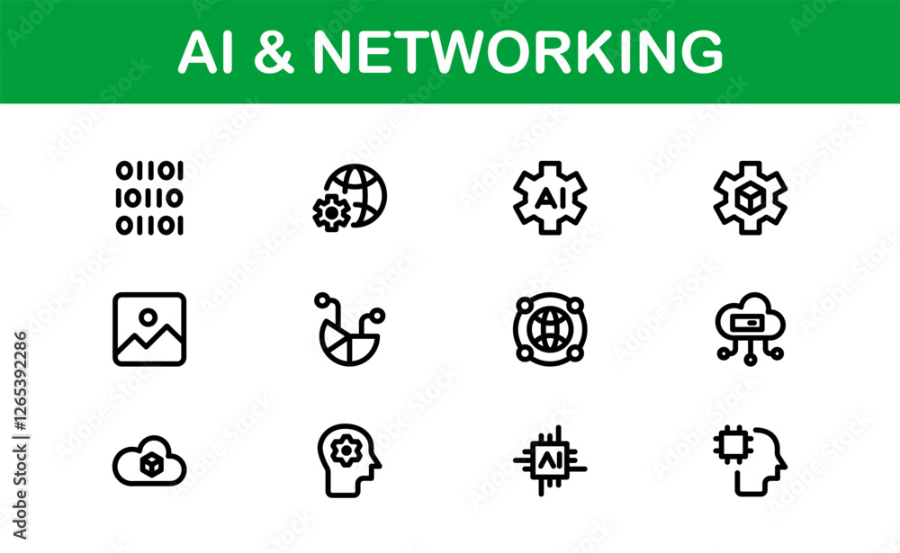 AI and Networking Icons. High-Quality Vector Illustrations for Machine ...