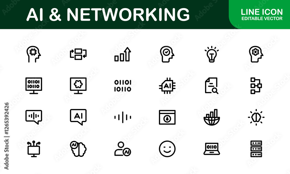 AI and Networking Icons. High-Quality Vector Illustrations for Machine ...