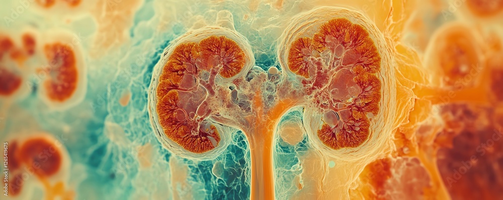 Medical imaging of renal pathology in chronic kidney disease, showing ...