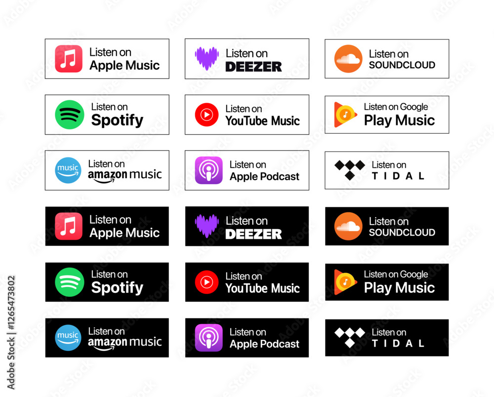 Popular music streaming services with listening badges.Music streaming ...