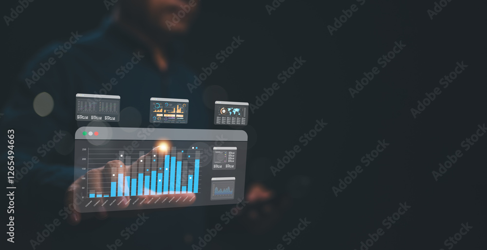 Visual Data Analysis in Action, Professional uses advanced data visualization tools to analyze ...