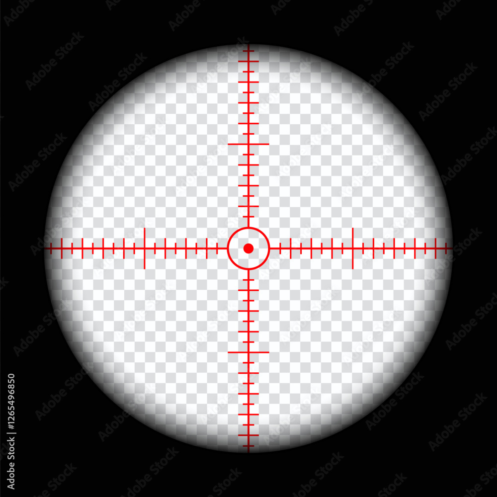 Realistic sniper scope crosshairs view. sniper sight with measurement ...