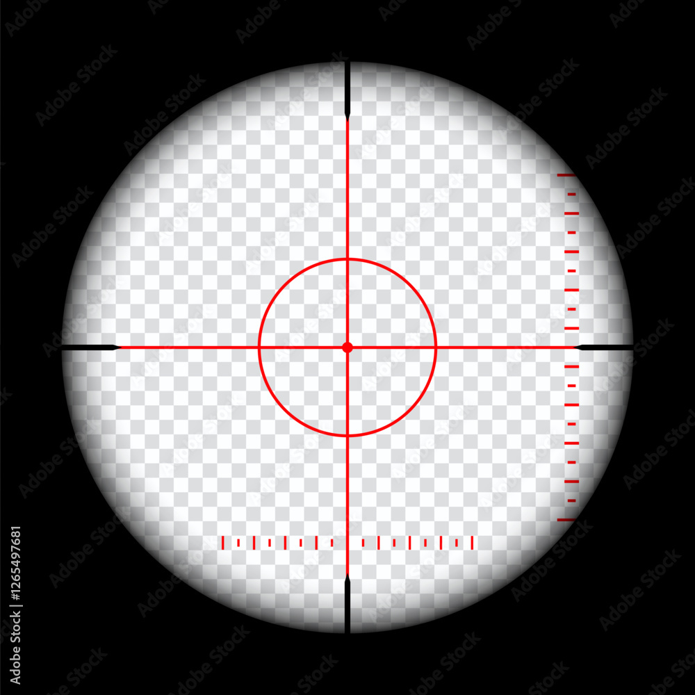 Realistic sniper scope crosshairs view. sniper sight with measurement marks. sniper scope ...