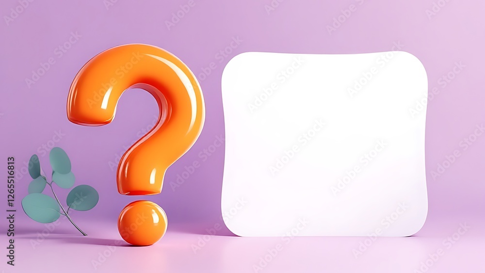 3d white board with question mark icon on purple background render ...