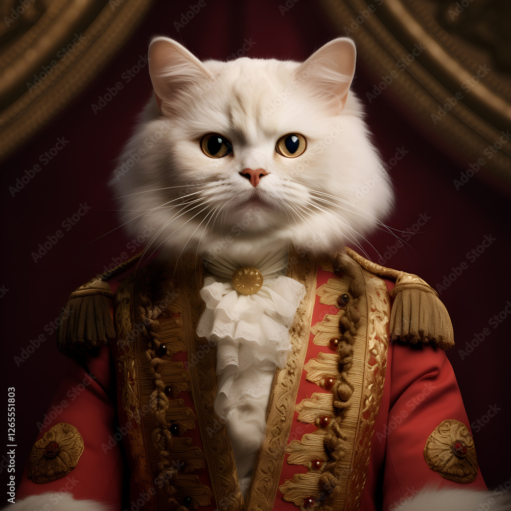 Realistic lifelike munchkin cat kitten kitty in renaissance regal ...