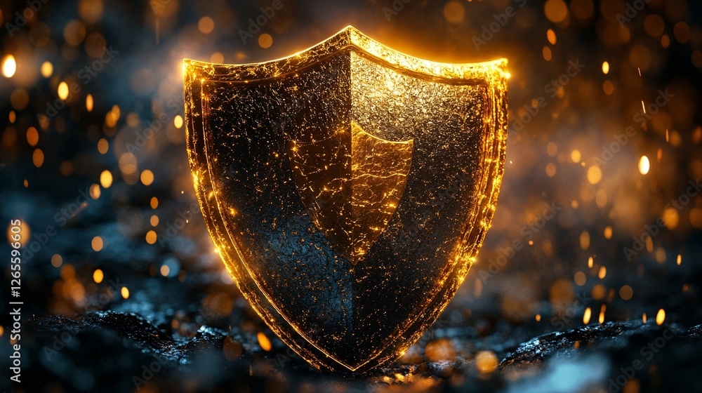 Arcane knowledge glowing magical shield with energy aura for fantasy ...