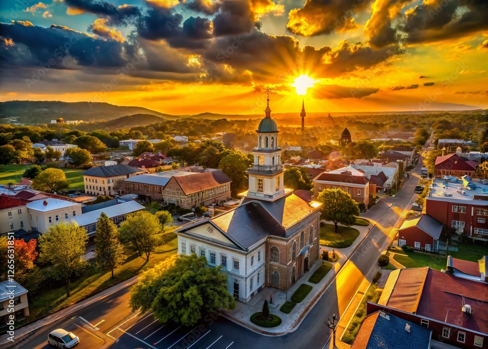 Charles Town, West Virginia: Courthouse & Main Street Aerial Silhouette ...