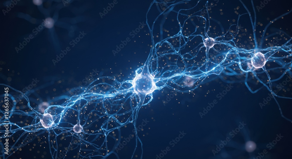 A mesmerizing scientific visualization of a neural network, intricately detailed to showcase a ...