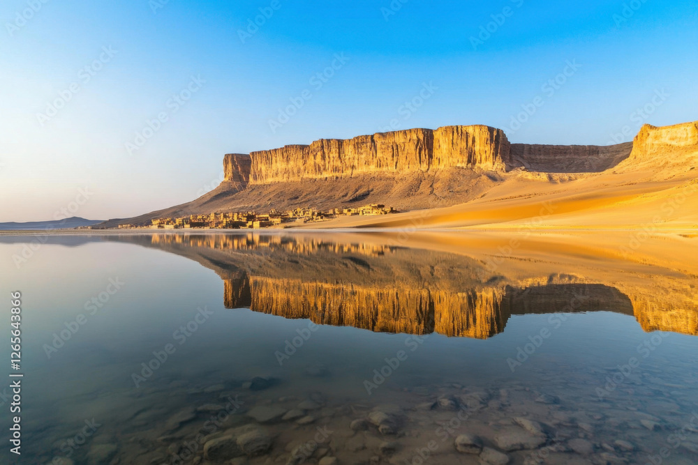Qarun Lake, Faiyum Oasis, Egypt. Reflections in Qarun Lake in the ...