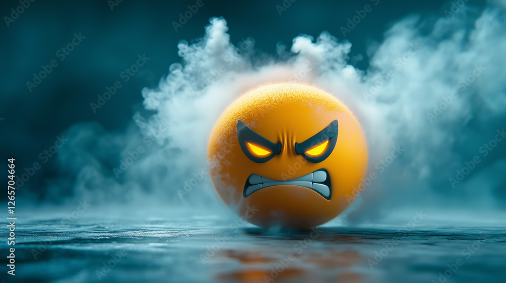 3D angry face emoji with smoke coming out of its ears, displayed on a ...