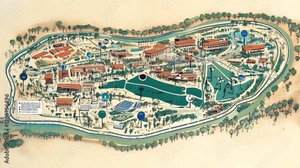 Zoo map park layout, animal habitats, pathways, visitor guide ...