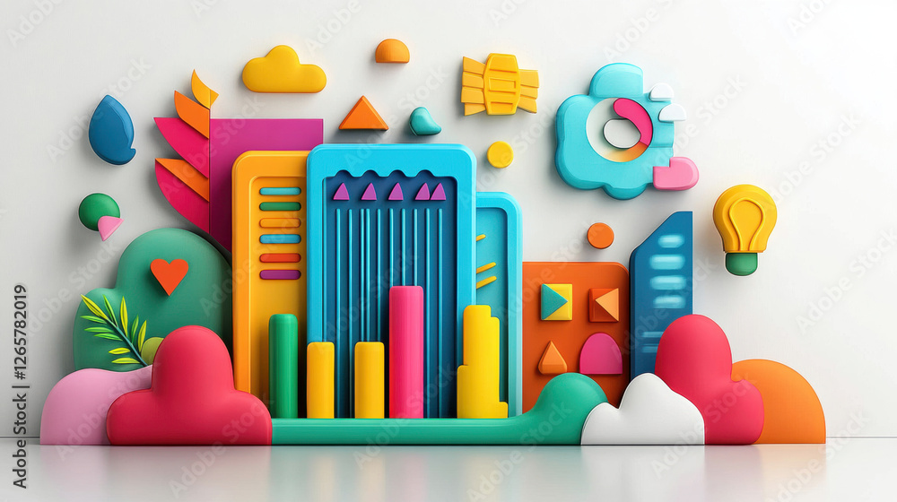 Digital technology, 3D model showcasing AI-driven marketing analytics ...