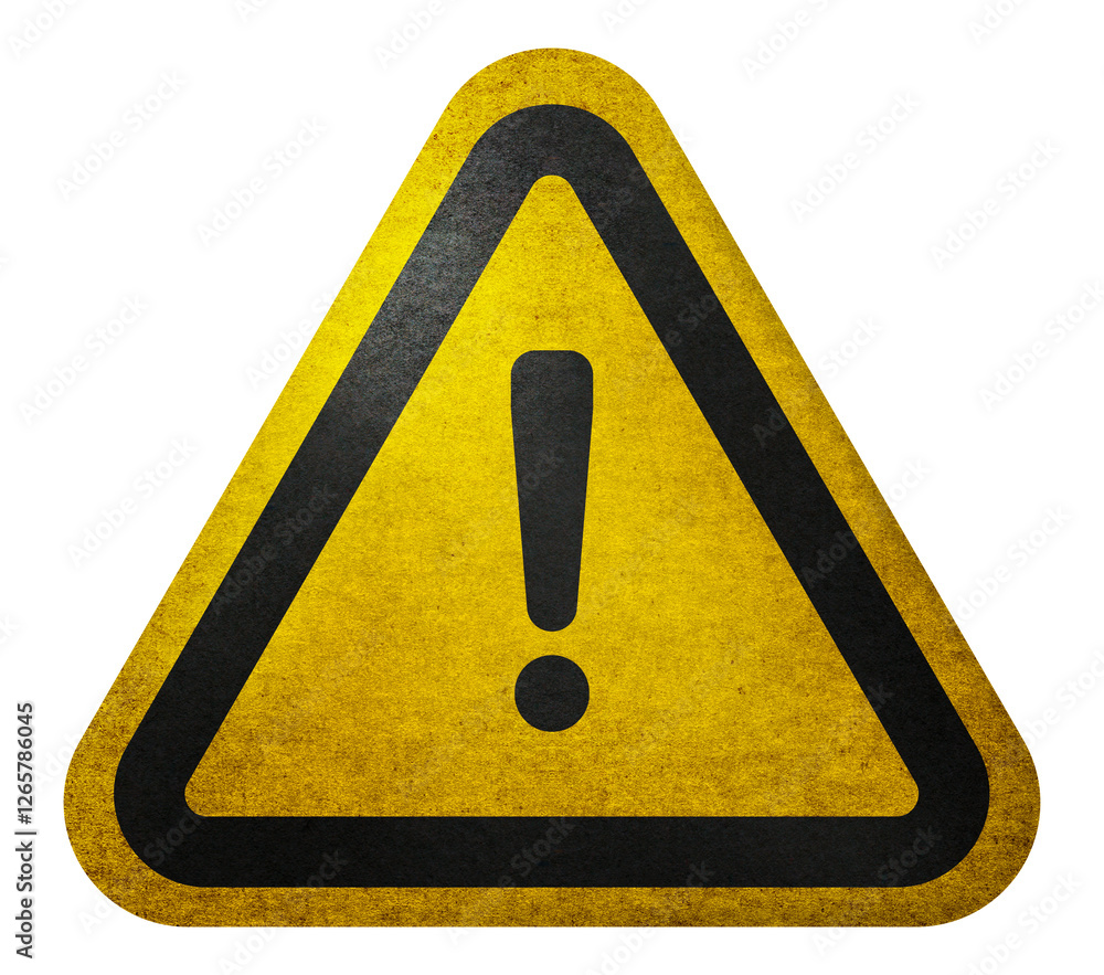 Caution warning sign with exclamation mark isolated on transparent ...