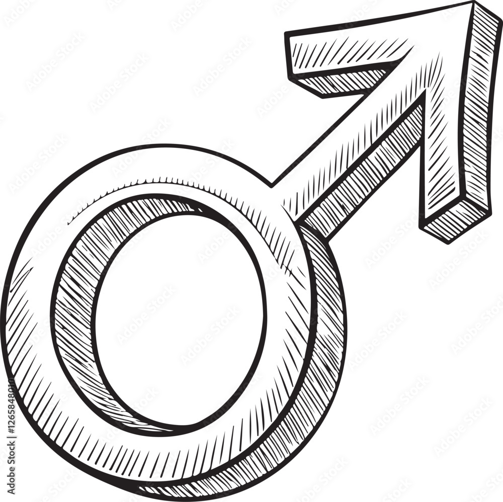 Male Symbol Man Black and White Vector Illustration, Sketch Drawing ...